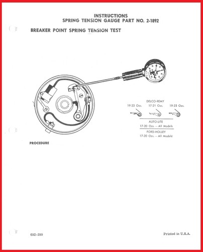 Sun Spring Tension Gauge Part No. 2-1892 Instructions Paper Spring Test ...