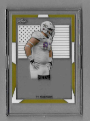 TY ROBINSON Nebraska Cornhuskers 2019 Leaf Acetate 1/1 Gold PROOF Flag ...