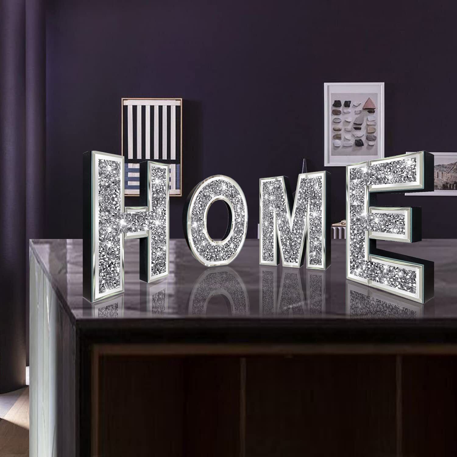 3D Bling LOVE HOME Letters Sign Crushed Crystal Diamond Home Office ...