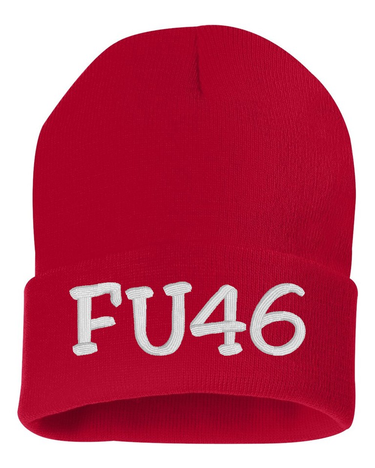 FU46 Embroidered Cuffed Beanie Hat, Embroidered Gift, Winter Hat | eBay