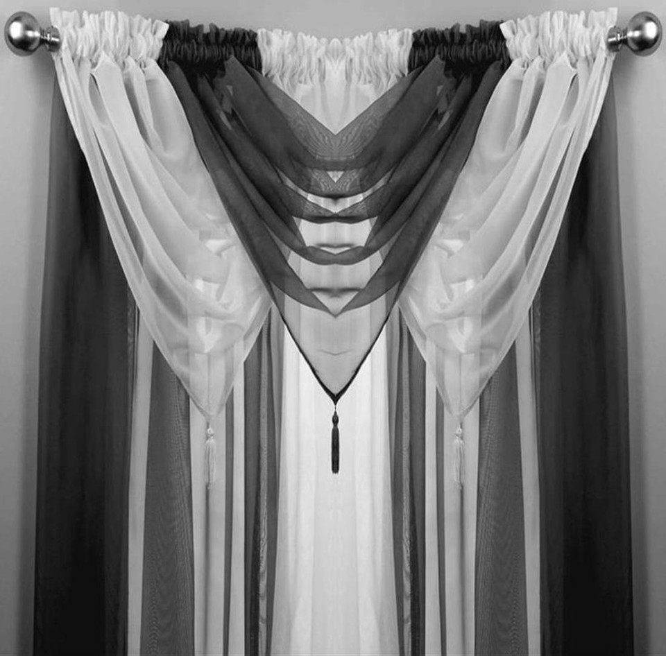 1 VOILE SWAG SWAGS TASSLE DECORATIVE NET CURTAIN DRAPE PELMET VALANCE ...