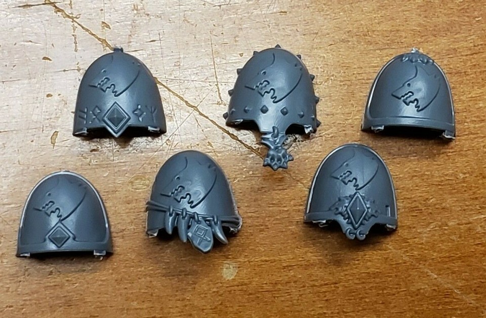 40k SPACE WOLVES Bits First Born Upgrade Engraved Shoulder Pads x6 | eBay