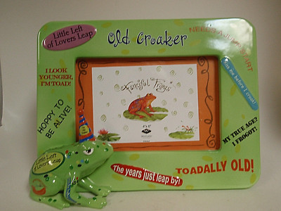 Picture frame frog 'Old Croaker' 4X6 ceramic new in box fast free ...