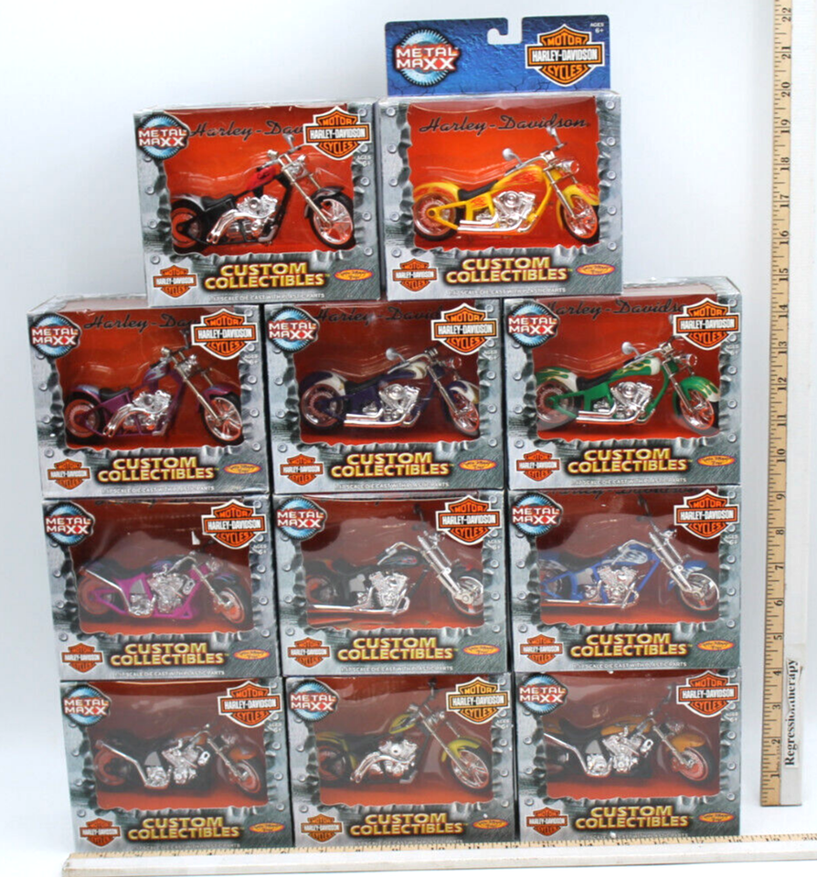 11pc Unused 2001 METAL MAXX HARLEY DAVIDSON 1/17 Motorcycles Street ...