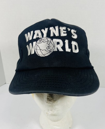 Vintage 90s Wayne’s World Hat Cap SnapBack Movie Promo SNL Black 1991 ...