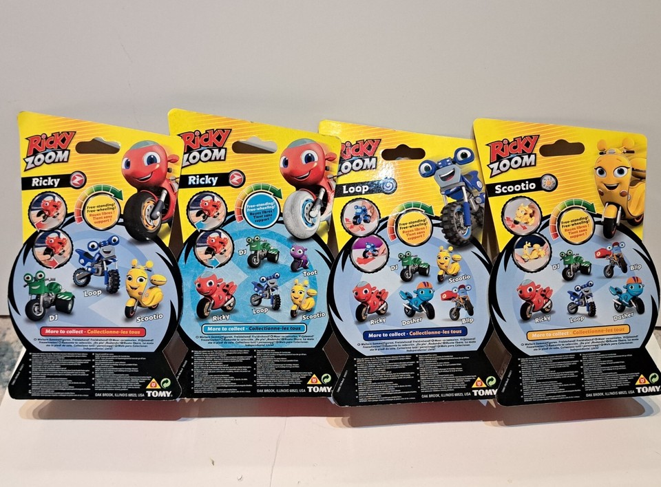 RICKY ZOOM 3" Motor Bike Figure Toy SET OF 4 Bikes Figures Loop Lot ...