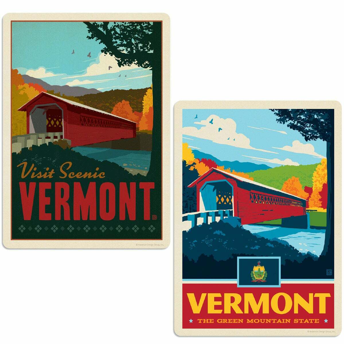 Vermont Covered Bridge Sticker Set of 2 Vintage-Style Travel Decals | eBay