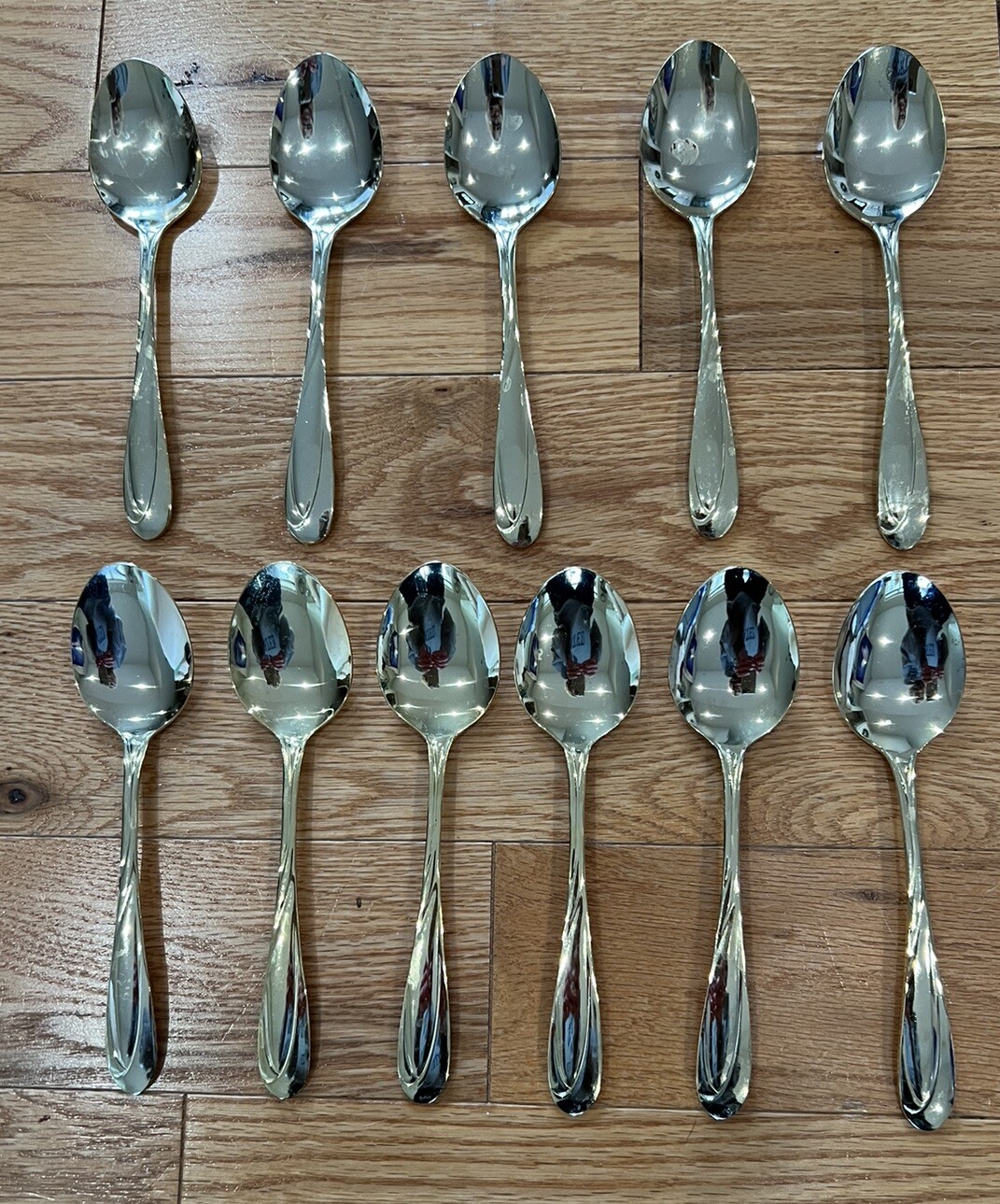 Set Of 12 Farberware 12 Large/Soup Spoons Gold Electroplated | eBay