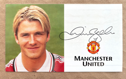 DAVID BECKHAM SIGNED CLUB CARD PHOTO AUTOGRAPH MANCHESTER UNITED MAN ...