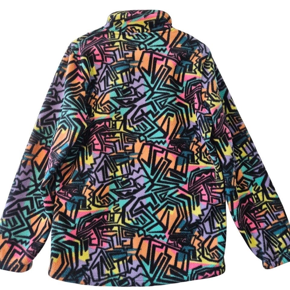 Empyre Fleece Pullover Mens Medium 1/4 Zip Retro Neon Skater Y2K ...