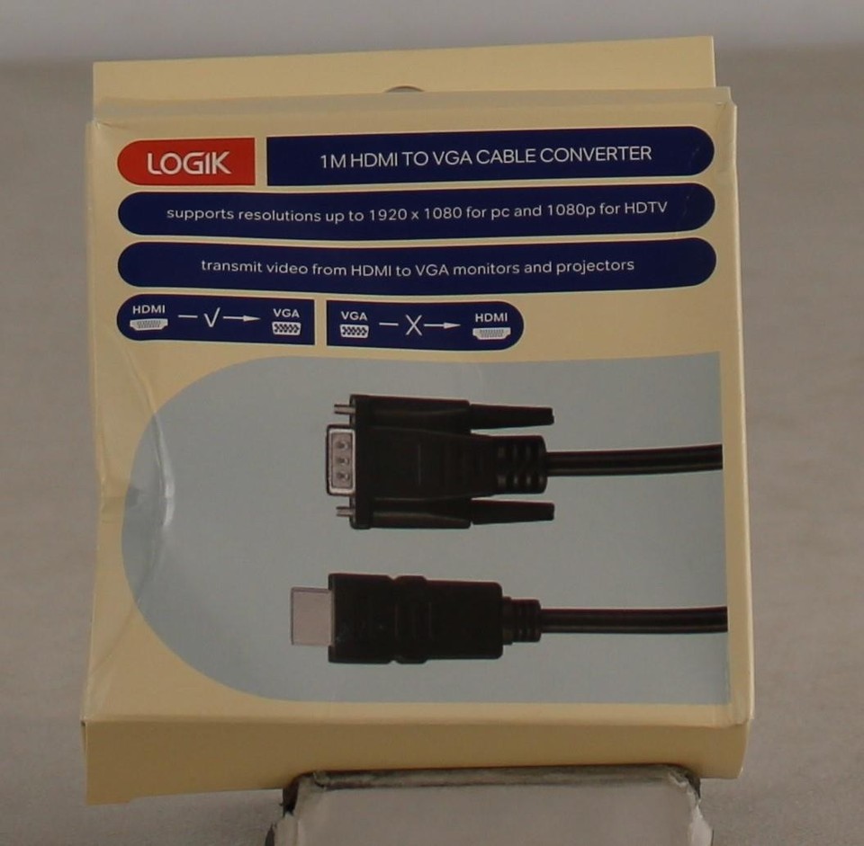 LOGIK LHDMVG123 HDMI to VGA Cable - BOX DAMAGE | eBay UK