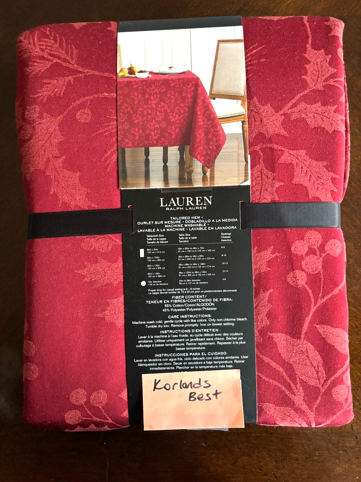 Ralph Lauren Red Berries Tablecloth 60 x 144 Nappe Mantel New | eBay