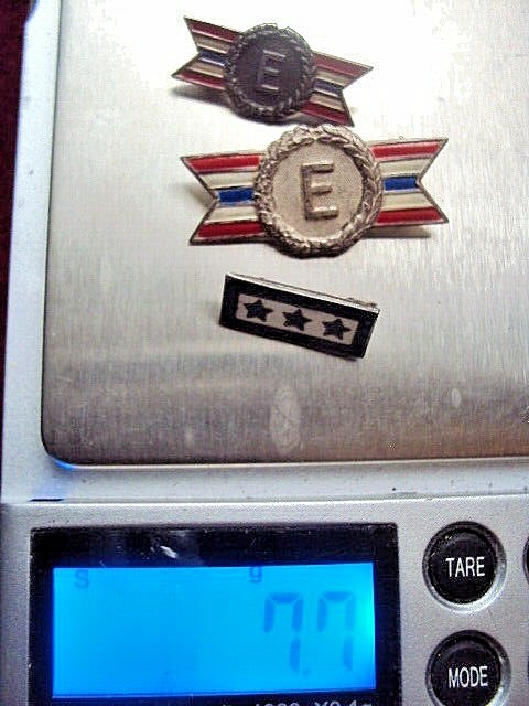 2 Vintage 1940's WWII Sterling E Army Navy Production Award Pin & 1 ~3 ...