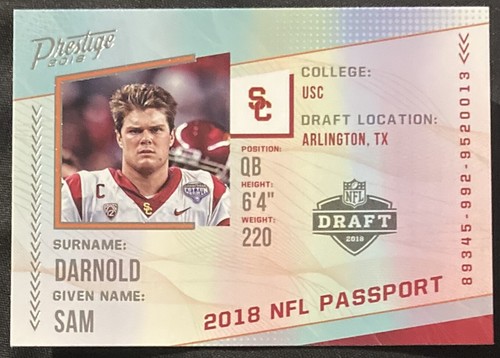 Sam Darnold 2018 Prestige Passport Insert Rookie RC USC Vikings | eBay