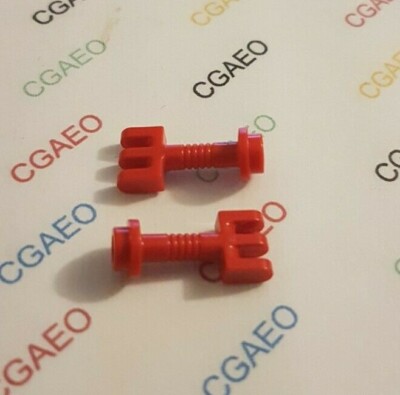 2 x Lego 2433 Hinge Bar with 3 Fingers and End Stud (Control Lever) RED ...