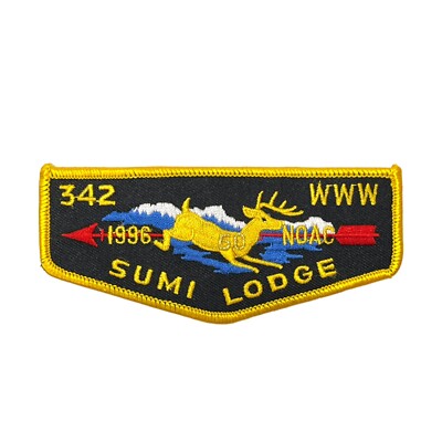 Sumi Lodge 342 WWW OA 50 Year BSA flap Patch 49er Council 1996 YELLOW ...