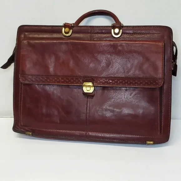 Renwick Canada Briefcase Bag Oxblood Leather Business Bag Vintage Luxe ...
