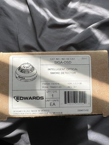 Edwards EST SIGA-OSD Intelligent Optical Smoke Detector USA Fire Alarm ...