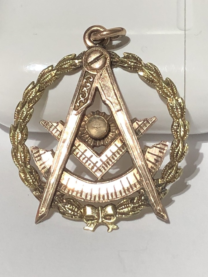 Vintage Masonic 10kt Gold w/Engraved Moon Stone Pendant - Date 1944 | eBay
