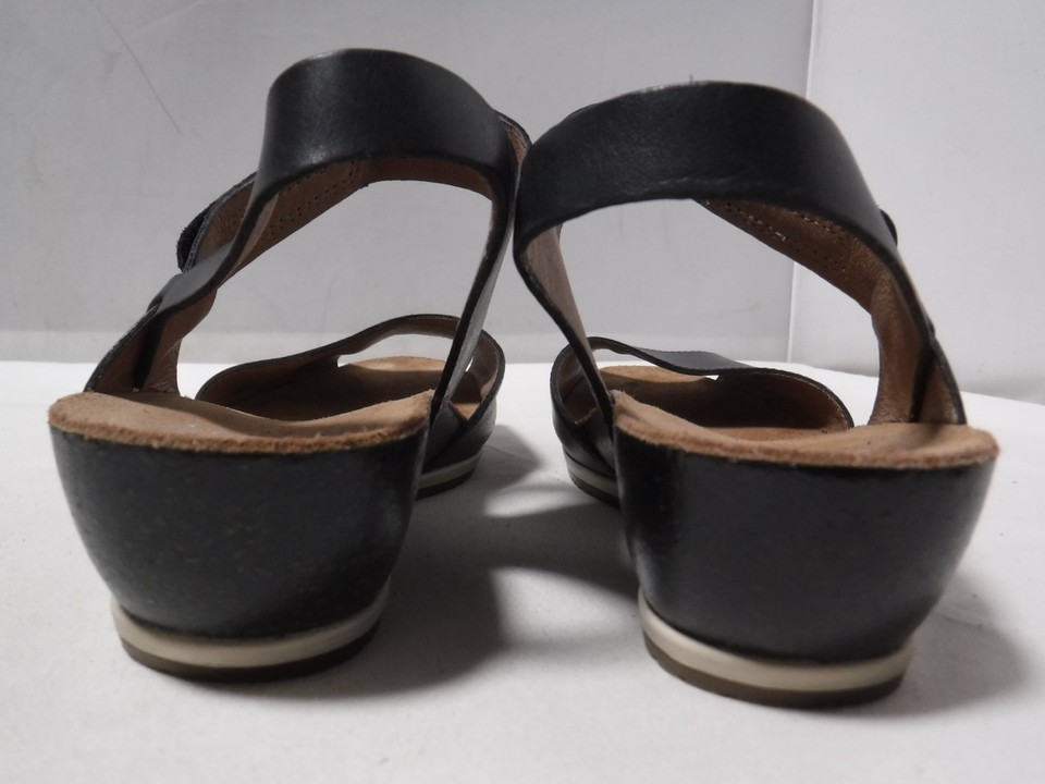 GA2 Dansko Sandals 37 US 7 Vera Black Leather Peep Toe Ankle Strap Low ...