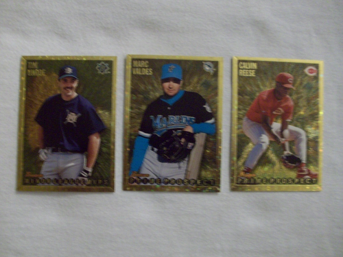 (3) 1995 BOWMAN PRIME PROSPECT GOLD FOIL w/ CALVIN REESE,MARC VALDES ...