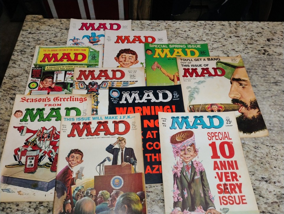 ""Double Lot Auction"" MAD Magazines 1960's Lot Of 10 / Popular Science ...