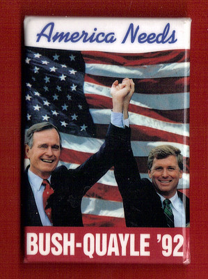 1992 George HW Bush & Dan Quayle (2x3)" / Presidential Campaign Button ...