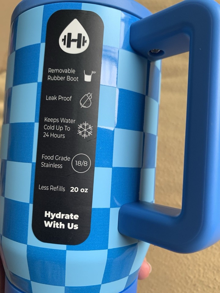 HydroJug Traveler 20oz Cobalt Checkers Limited Edition Cup New Read | eBay