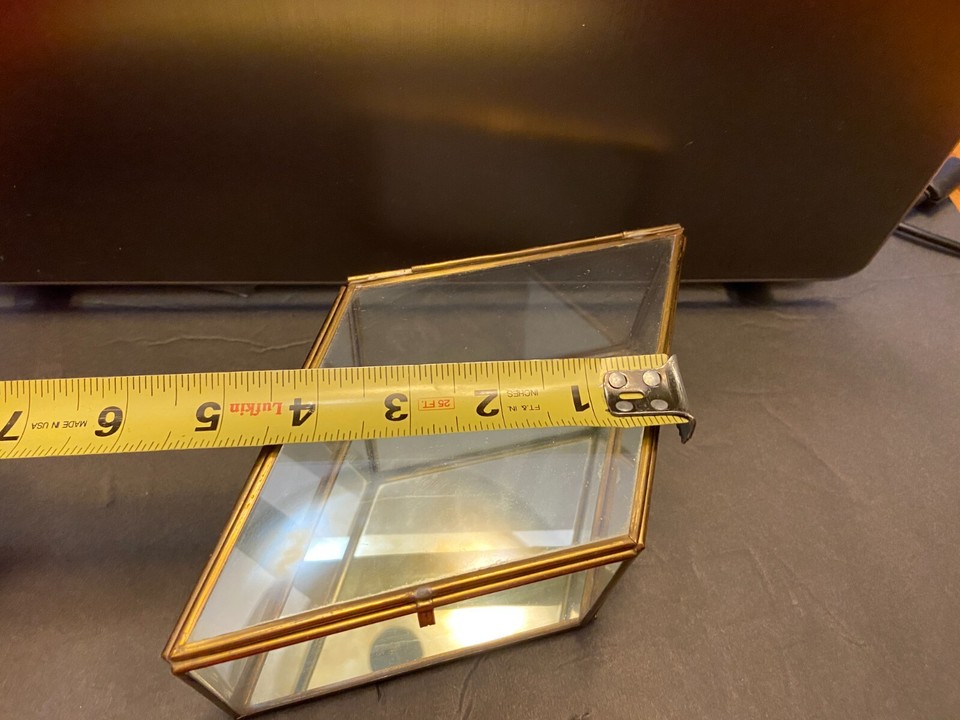 Vintage Brass Angled Glass Display Case Mirror Back Made In Mexico | eBay