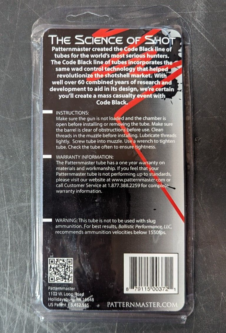 Patternmaster 5372 12ga Benelli Crio/Beretta Optima Plus Code Black ...