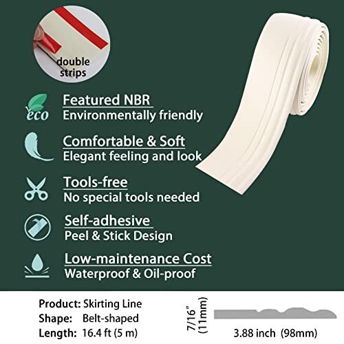 Paintable Baseboard Trim for Floor Chair Rail - 164 ft x 39 in ...