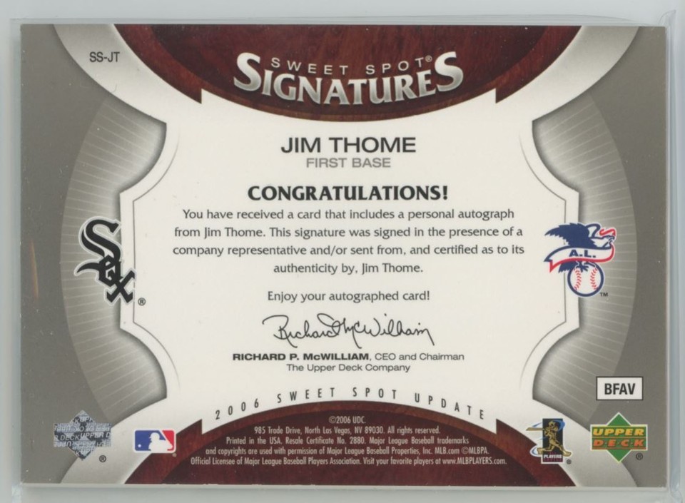 2006 Upper Deck Sweet Spot Update Veteran Signatures Ink ssp rare Jim ...