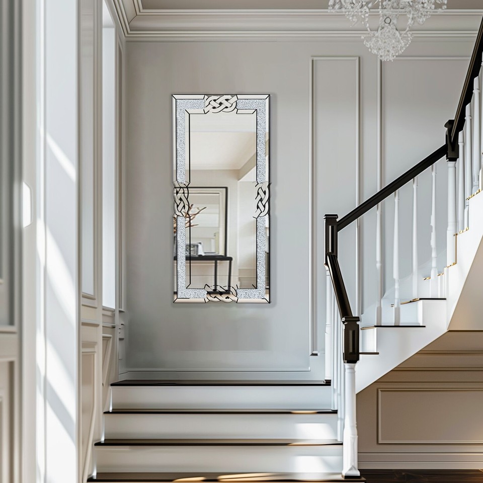 Crystal Crush Diamond Wall Mirror Rectangle Silver Mirrors for Wall ...