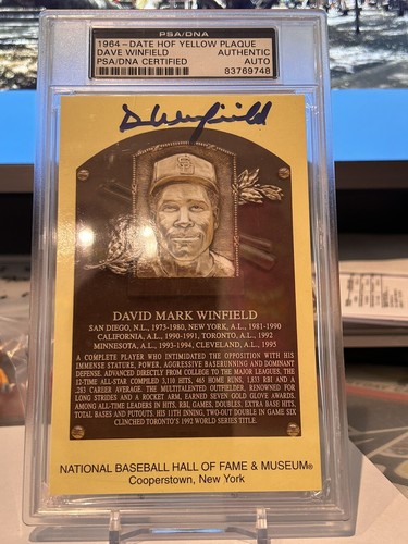 Dave Winfield Signed Gold HOF Plaque Postcard Padres NYY PSA/DNA ...