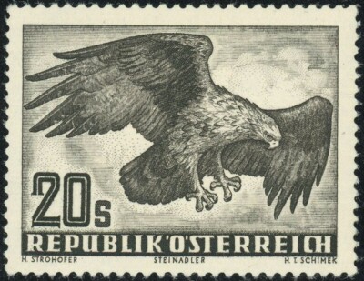 Austria #C60 Golden Eagle 20s Airmail Postage Stamp Birds 1952 Mint NH ...