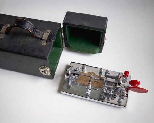 Vintage Vibroplex bug original deluxe with case telegraph key chrome ...