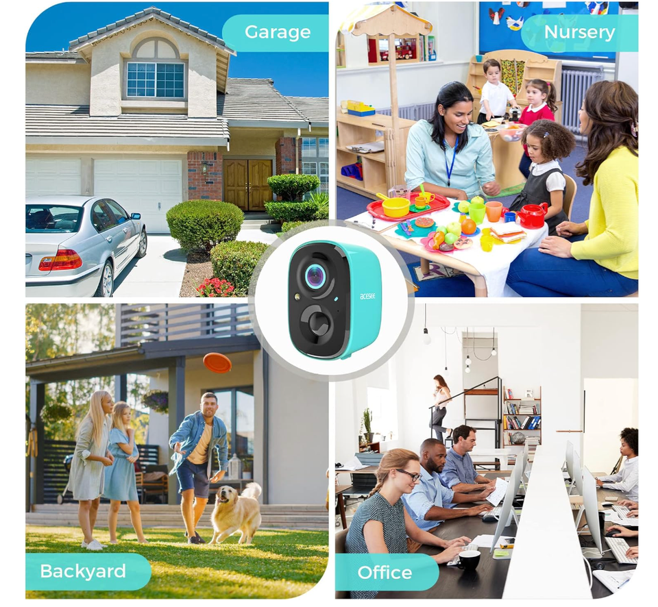 acesee 2 Pack Solar Security Cameras Wireless Outdoor - 1080P Color ...