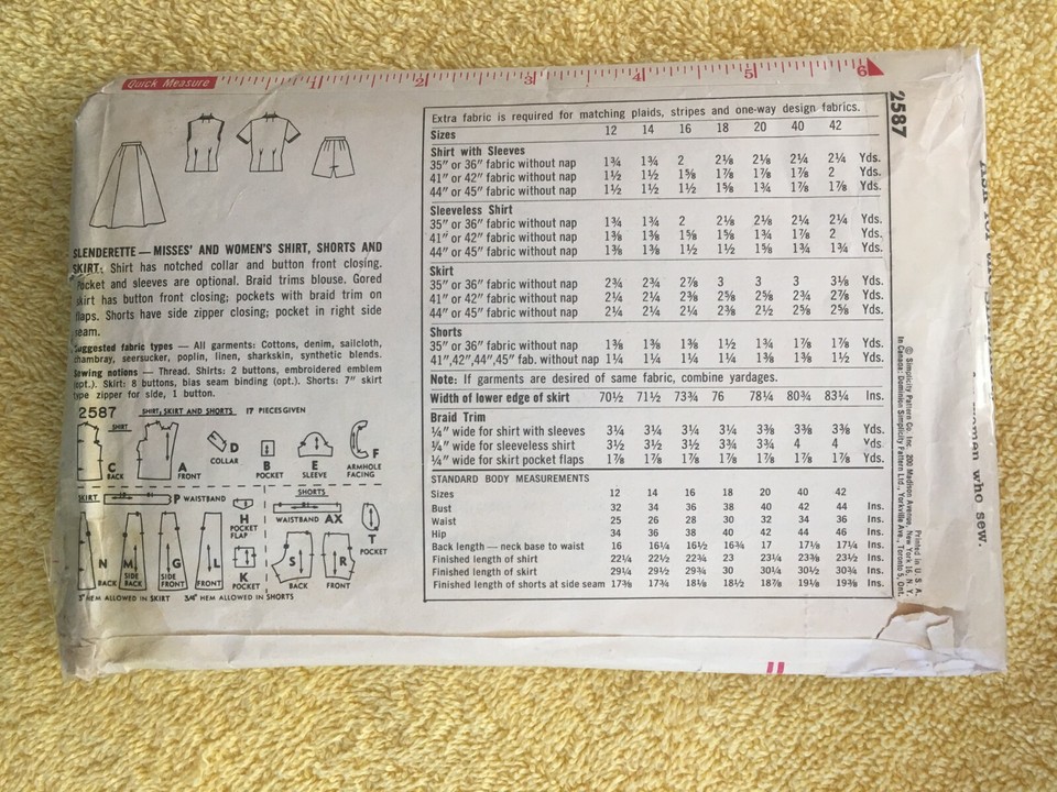 Simplicity Patterns (W) ~ CUT PATTERNS ~ All are Size 12 ...