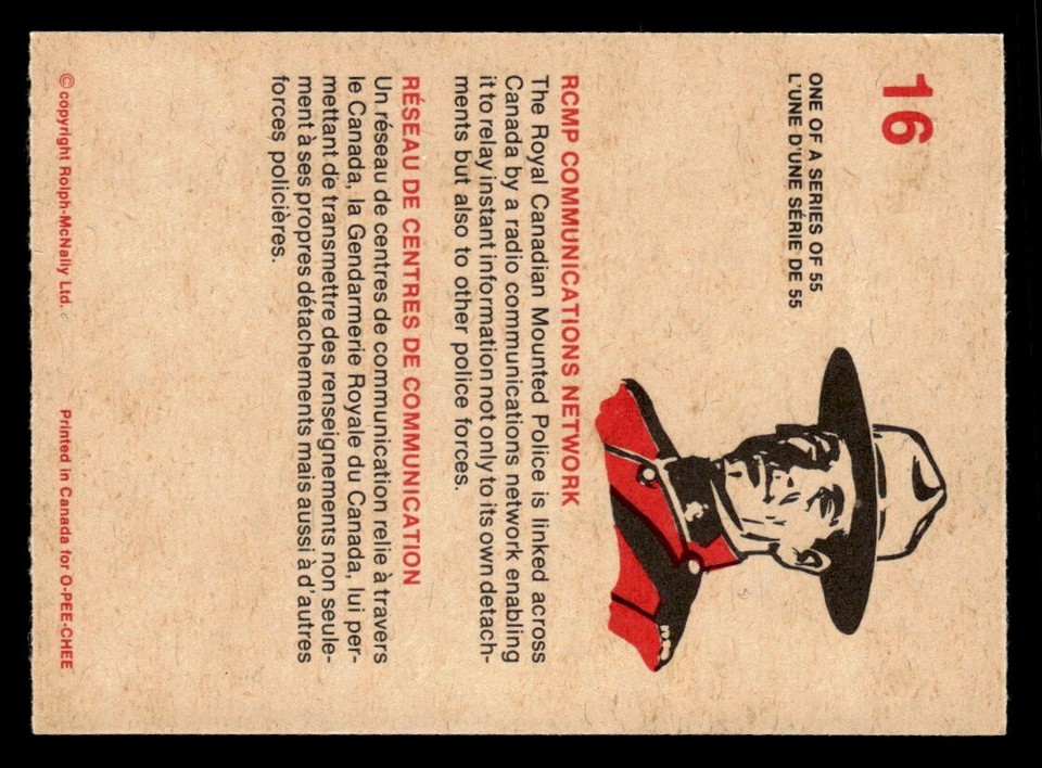 1972 OPC Royal Canadian Mounted Police #16 Rcmp Communications Network ...