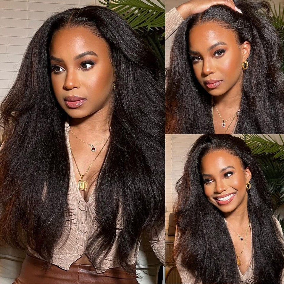 Pre Plucked HD Lace 13*6 Lace Front Wigs Kinky Straight Human Hair 360 ...