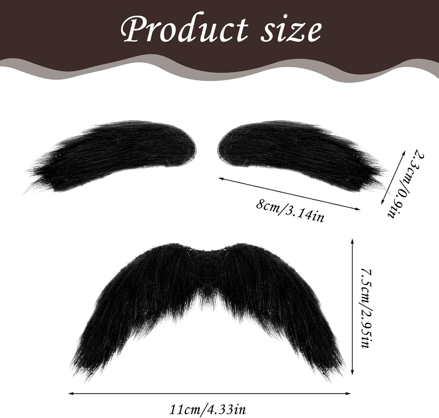 Fake Mustache and Eyebrows Self Adhesive Fake Beard, Novelty Costume ...