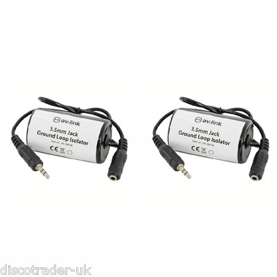 2 x DJ LAPTOP MIXER HUM BUZZ ELIMINATOR 3.5mm PLUG - GROUND LOOP ...