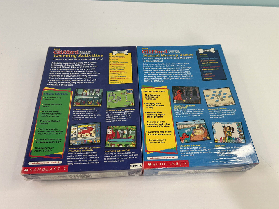 Lot of 2 Clifford The Big Red Dog Scholastic PC Games Sealed Two Titles ...