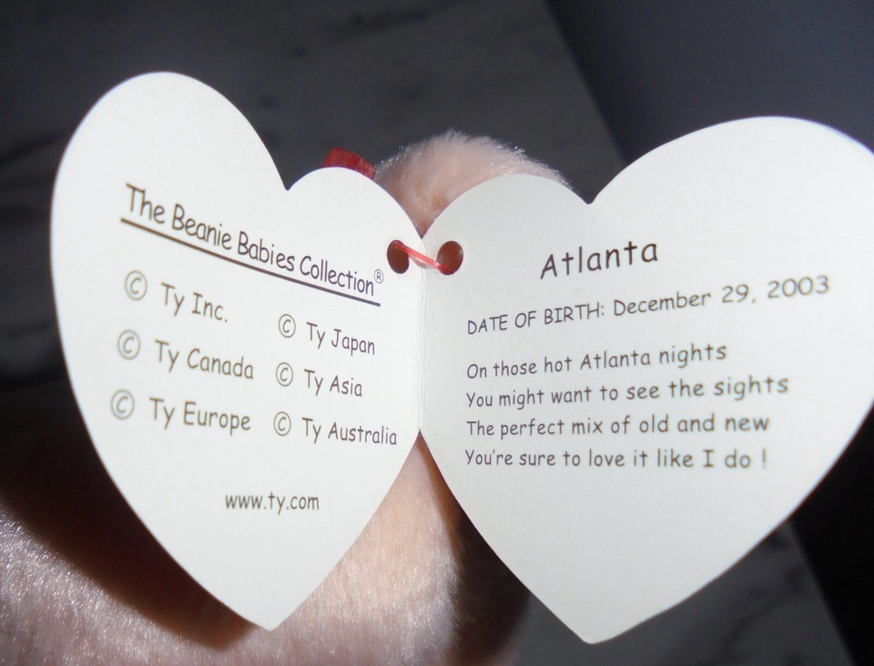 I Love Atlanta Beanie Baby Soft Peach Color Bear Mint tags Good ...