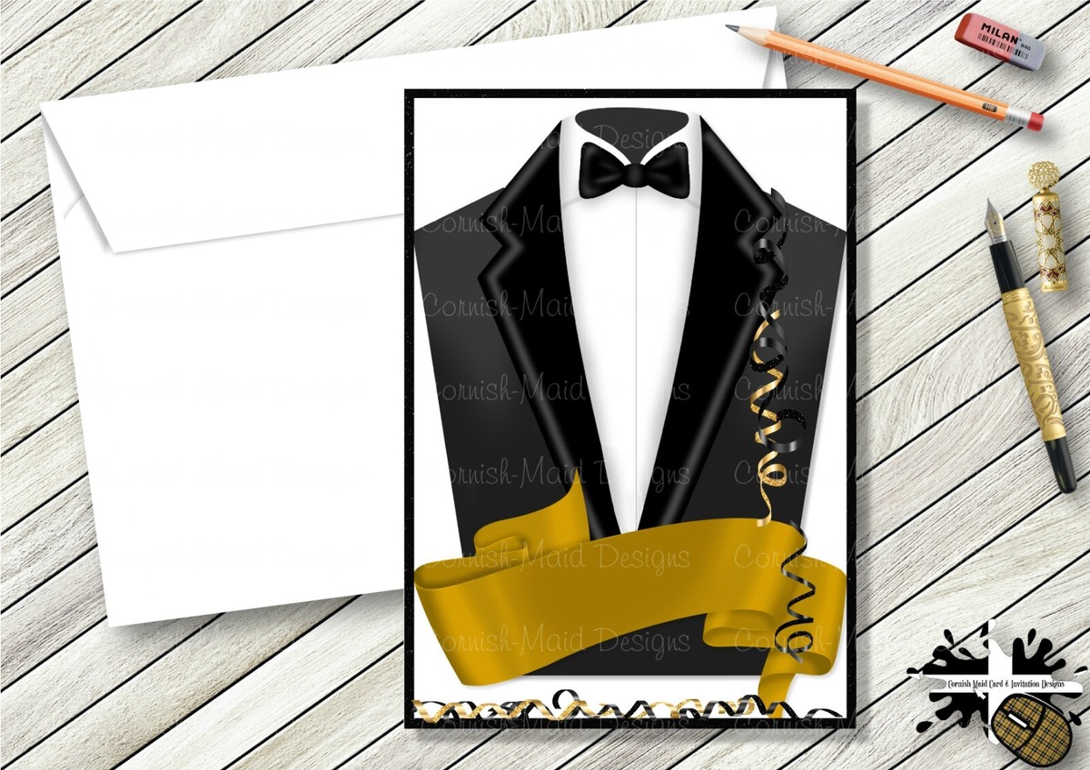 Tuxedo Party Invitations Black Tuxedo Men Bachelor Party