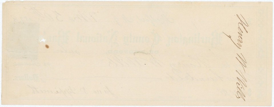 1878 Burlington County National Bank Check Draft Medford New Jersey ...