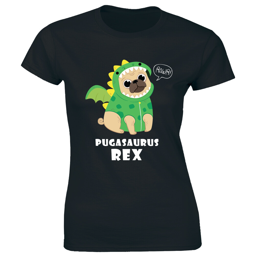 Pugasaurus Rex Women's T-Shirt Pug Dinosaur Lovers Funny Cute Dog ...