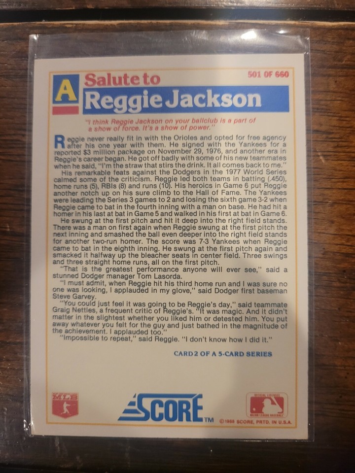 1988 Score Salute to Reggie Jackson 1976 Orioles 10 MT | eBay