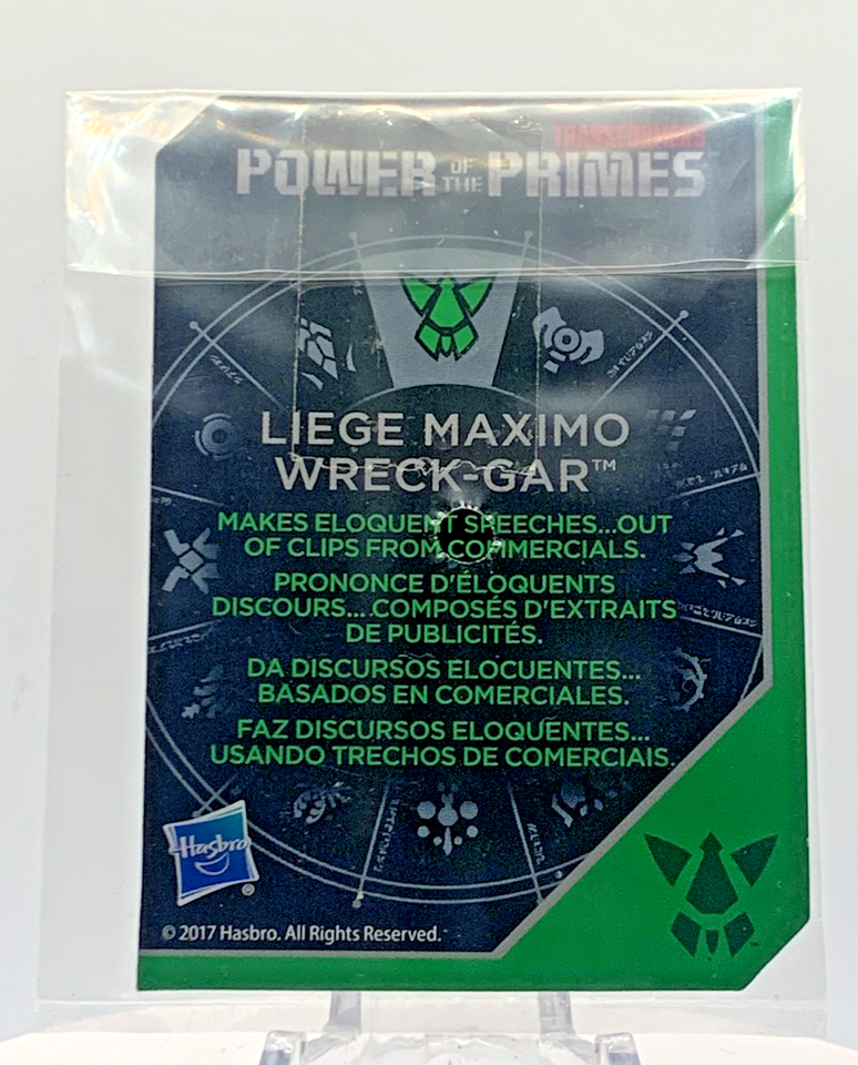 2018 Transformers Power of the Primes Wreck-Gar Character Stat Card ...