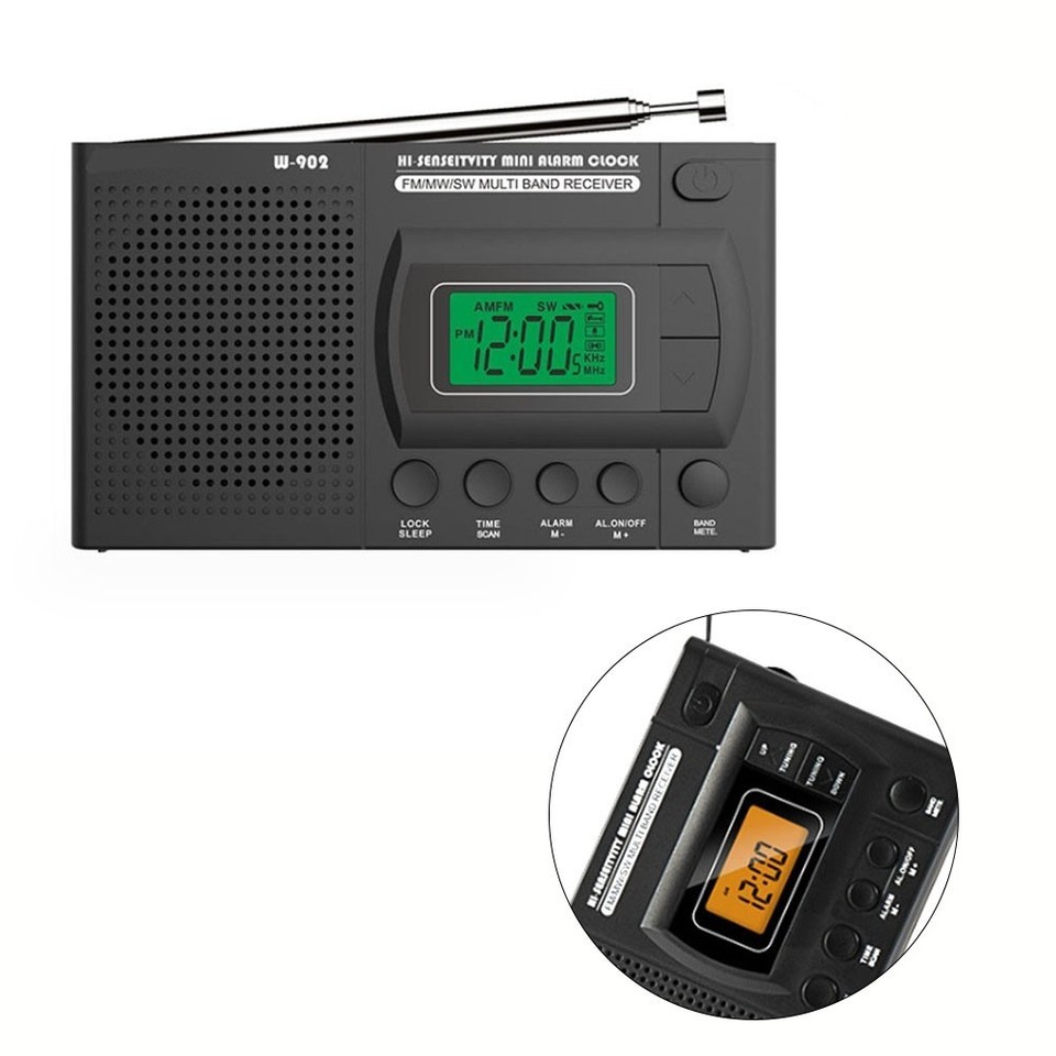 Ultra Wide Signal FMAMSW LCD Clock Radio MultiBand Portable Clock ...
